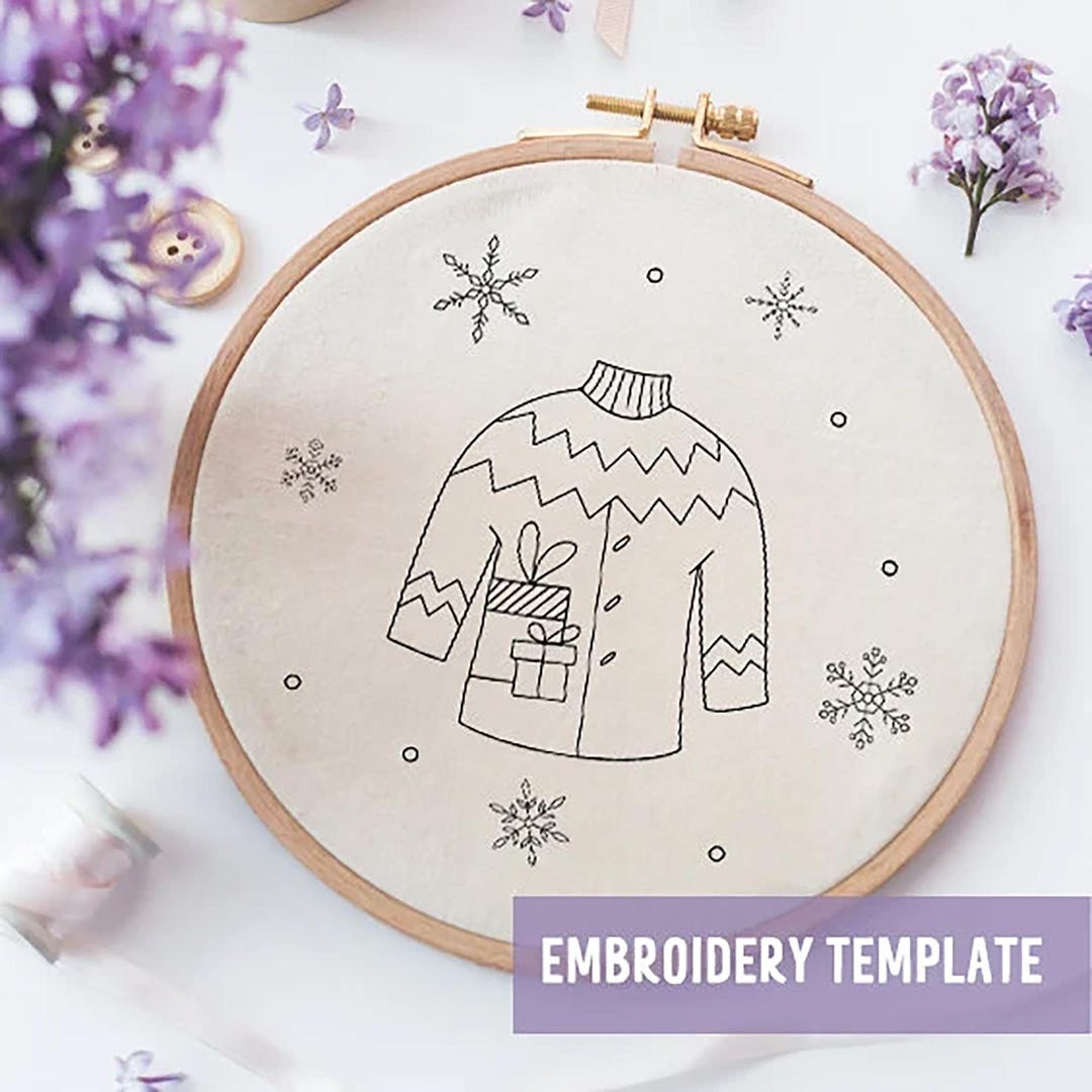Winter Sweater Hand Embroidery Pattern: Christmas Ornament, Instant ...