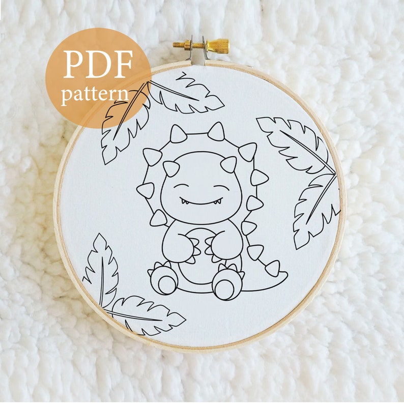 Cute Dinosaur Hand Embroidery DIY Clothes Embroiderydinosaur - Etsy