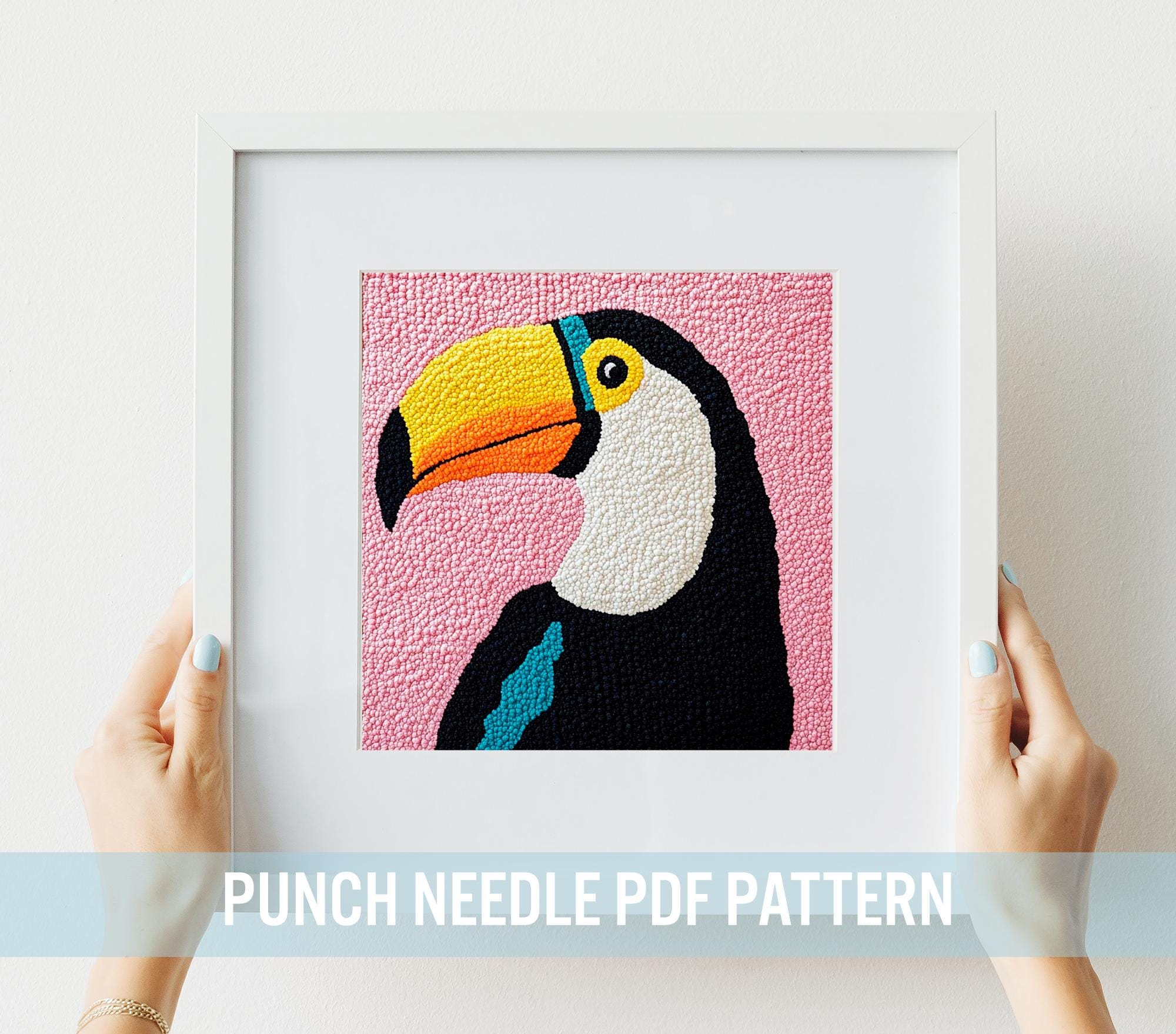 Toucan Punch Needle Pattern: Tropical Bird Embroidery, Needlecraft (PDF ...