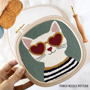 Cat Punch Needle Pattern: DIY Home Decor, Modern Wall Art (PDF Pattern ...