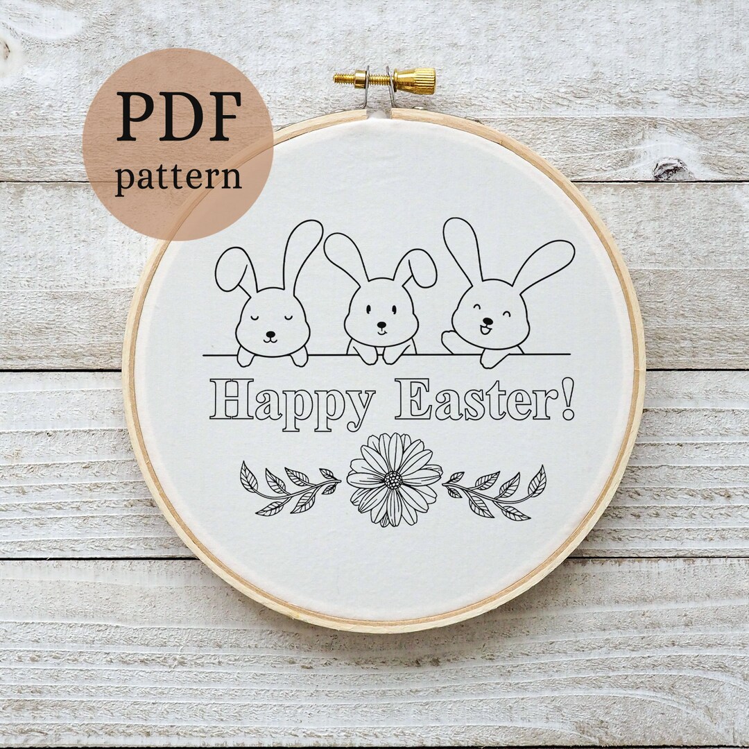Bunny Embroidery Pattern Easter Rabbit Embroidery PDF - Etsy
