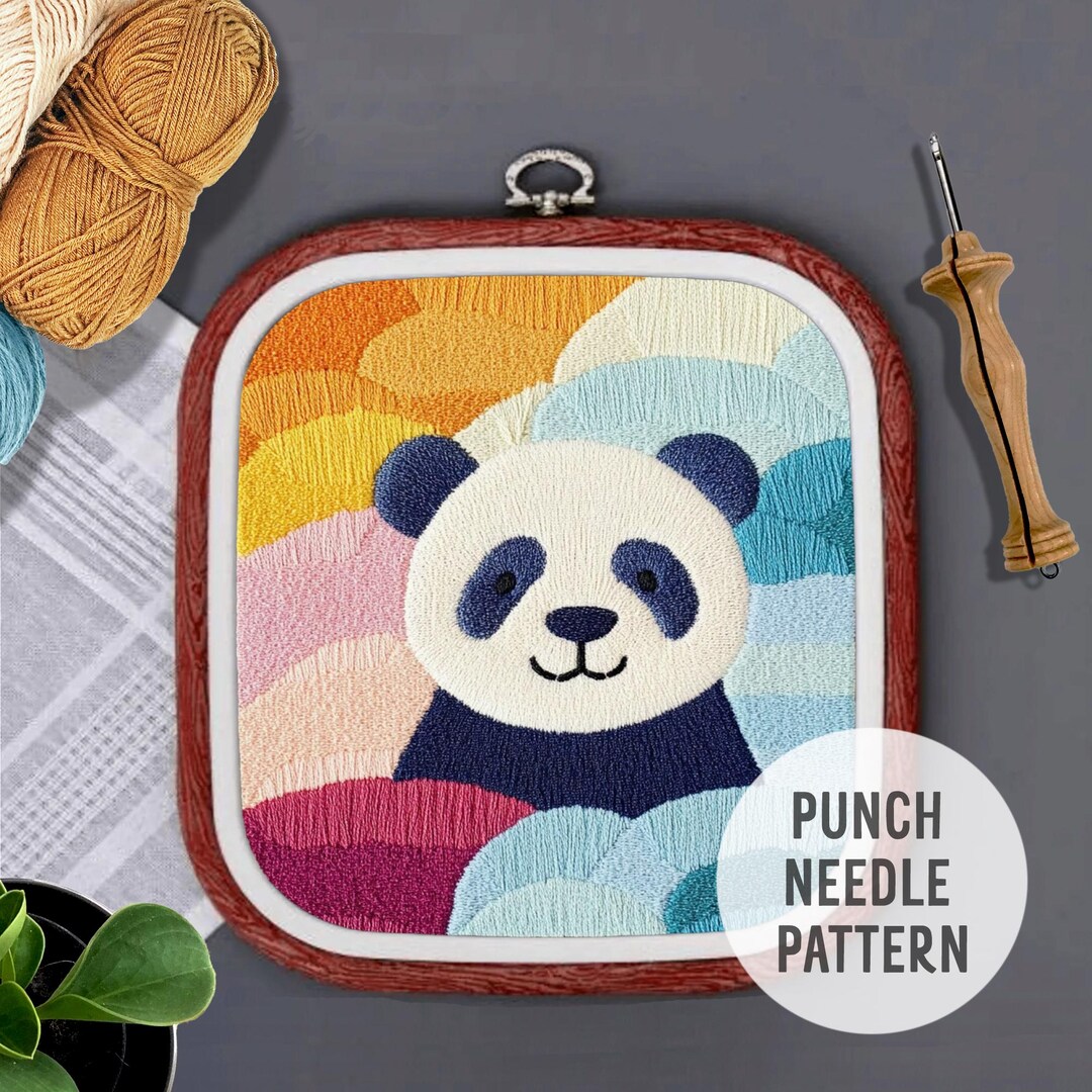 Punch Needle Panda, Digital Template, Animal Punch Needling, Square ...