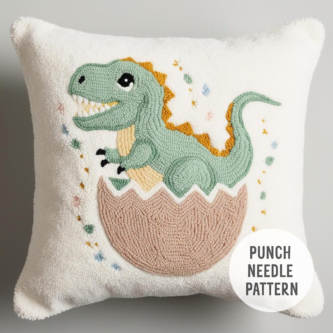 Dinosaur Punch Needle Pattern: DIY Home Decor Template (instant ...