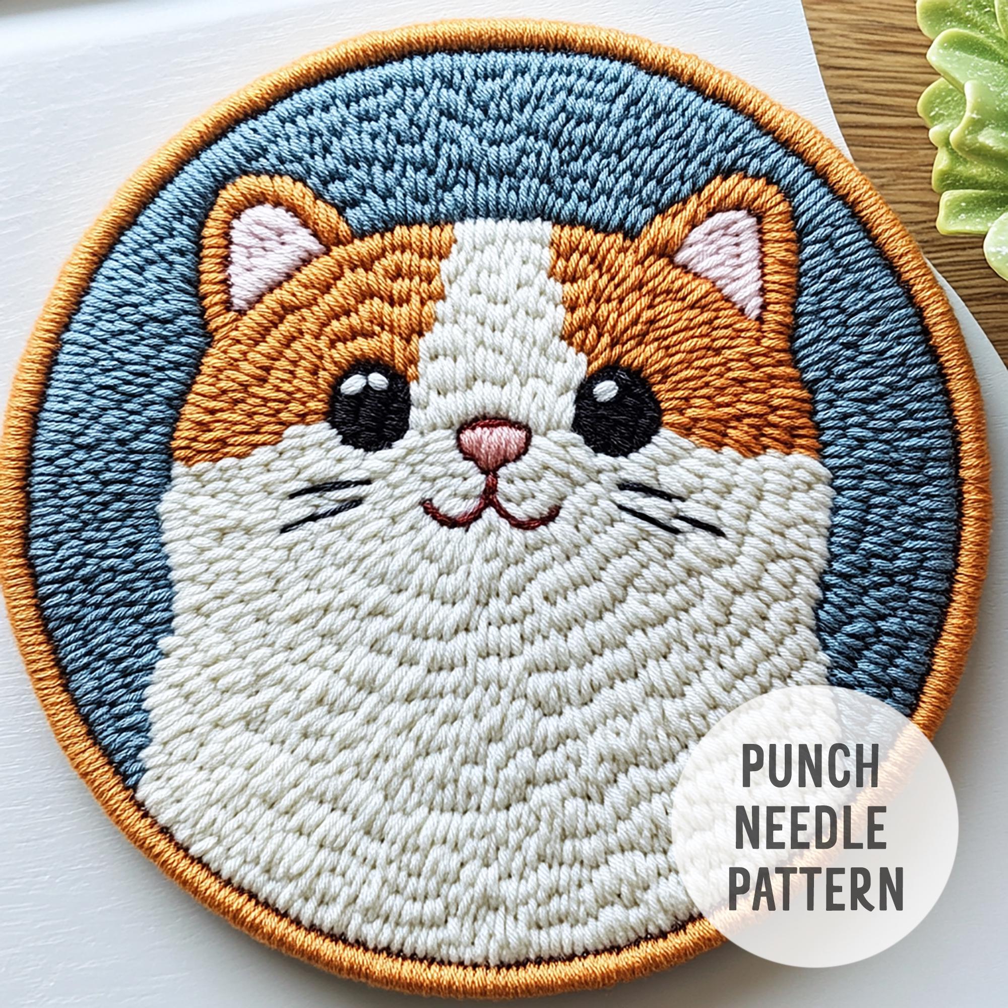 Cute DIY Cat Punch Needle Pattern, Digital Download, Punch Needle ...