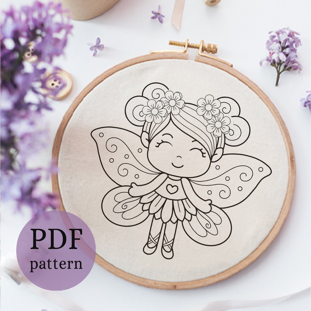 Fairy Magic, Fun & Cute, DIY Hand Embroidery Template Pattern PDF ...