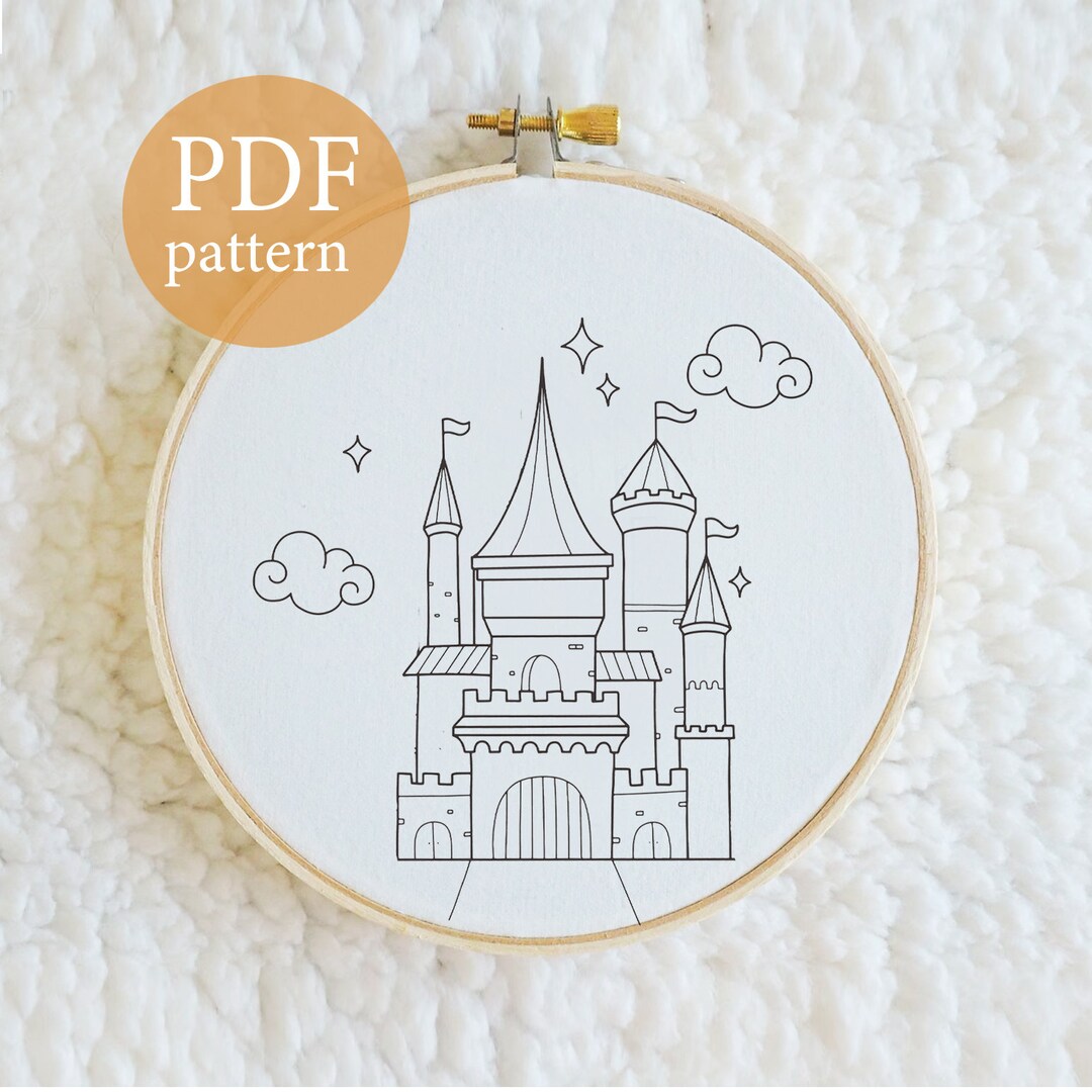 Princess Castle Embroidery Design Hand Embroidery Design - Etsy