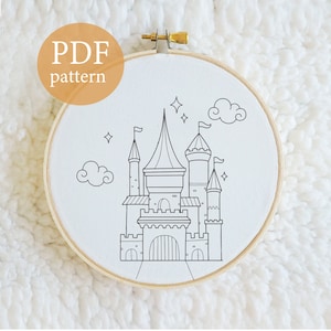 Princess Castle Embroidery Design, Hand Embroidery Design, Princess ...