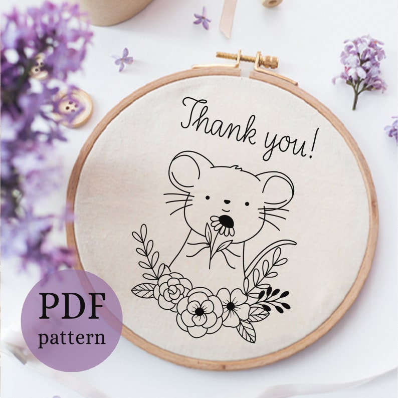PDF Embroidery Pattern of Mouse Spring Embroidery Design - Etsy