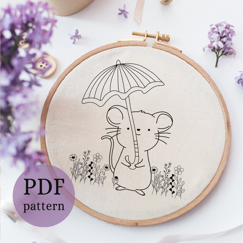 Tiny Mouse Miniature Embroidery Pattern Thread Painting - Etsy