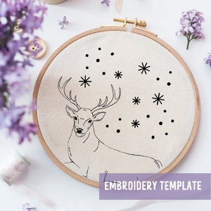 Set of 3 Winter Deer Hand Embroidery Patterns (PDF Pattern) - Etsy