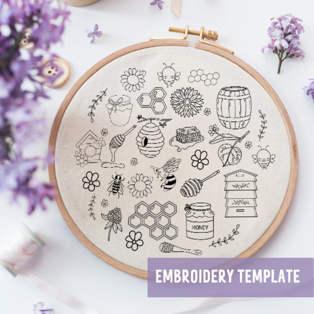 Bees Embroidery, Floral Embroidery, Digital Download Embroidery, Bumble ...