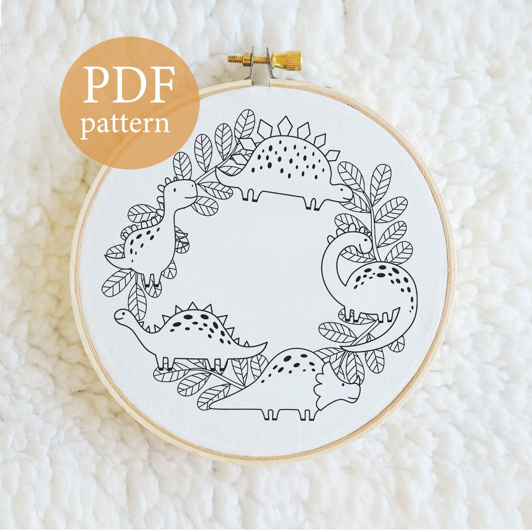 Dinosaurs Embroidery Patterns Dino Pattern Hand Embroidery - Etsy
