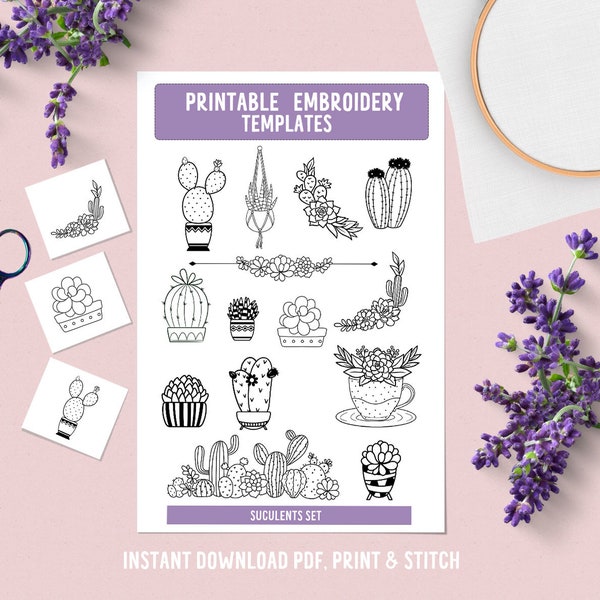 Succulent Printable Patterns Template - Etsy
