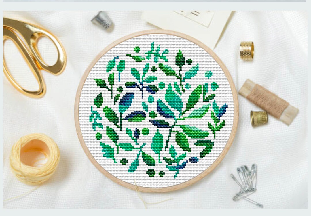 Leaf Cross Stitch Pattern Pdf,modern Cross Stitch,counted Cross Stitch ...