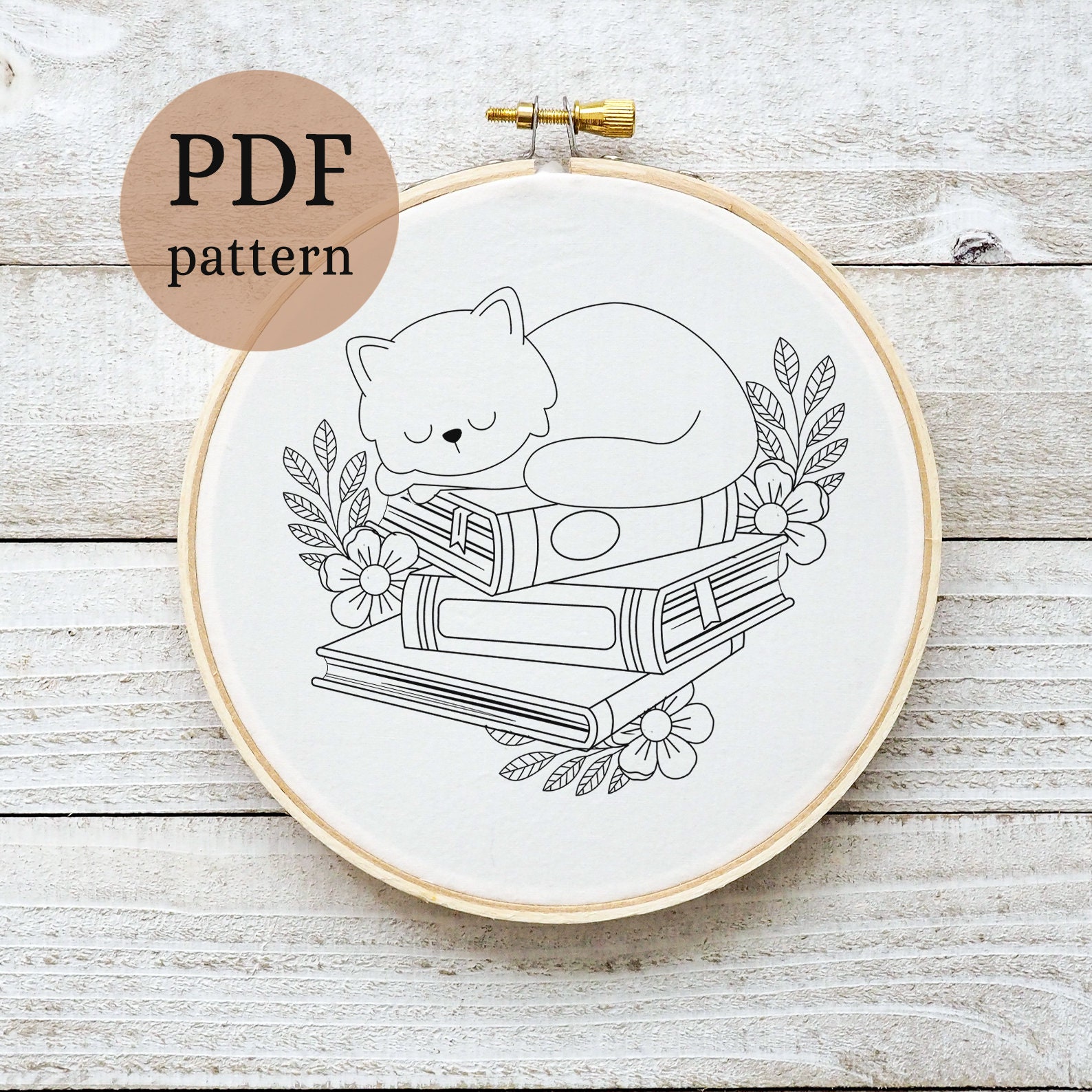 Cat Floral Hand Embroidery Pattern Cat Silhouette Embroidery - Etsy