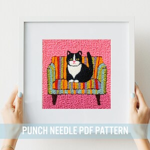 Cat Pile Punch Needle Pattern: Modern DIY Embroidery (PDF Pattern) - Etsy