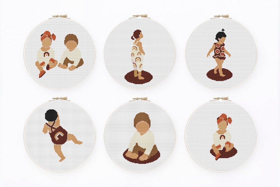 Baby Cross Stitch SET OF 6 Patterns Nursery Decor Modern Cross Stitch ...