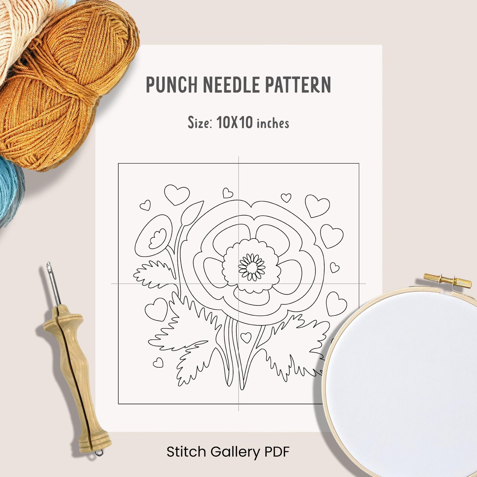 Floral Punch Needle Pattern Set: DIY Spring Embroidery, Textured Art ...