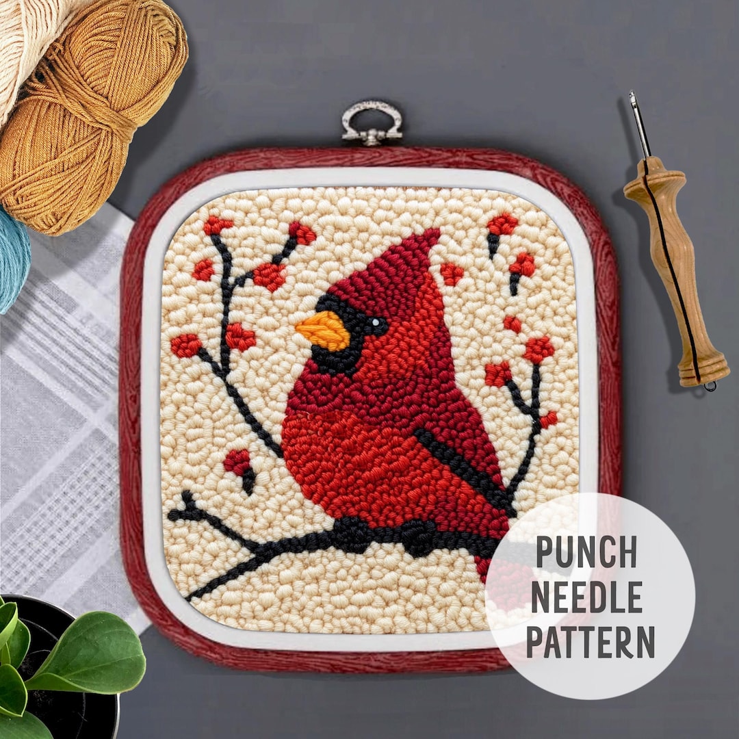 Cardinal Bird Pattern, Red Cardinal Hand Stitch Gift for Bird Lovers ...