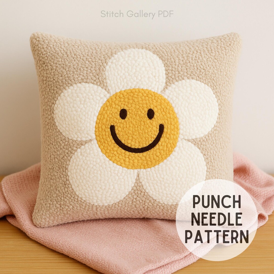 Daisy With Bow Punch Needle Pattern – Whimsical Flower Embroidery PDF ...