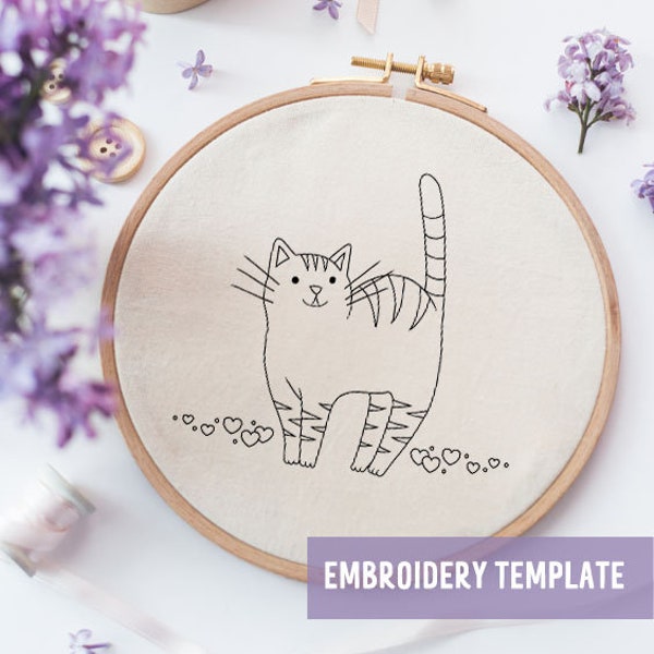 Kitty Hand Embroidery - Etsy