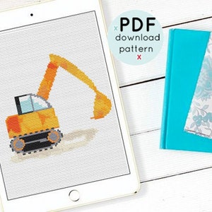 Excavator Cross Stitch,excavator Pdf Pattern, Construction Truck Cross ...