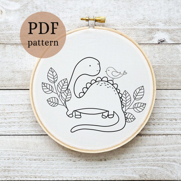 Dinosaur Hand Embroidery Pattern - Etsy