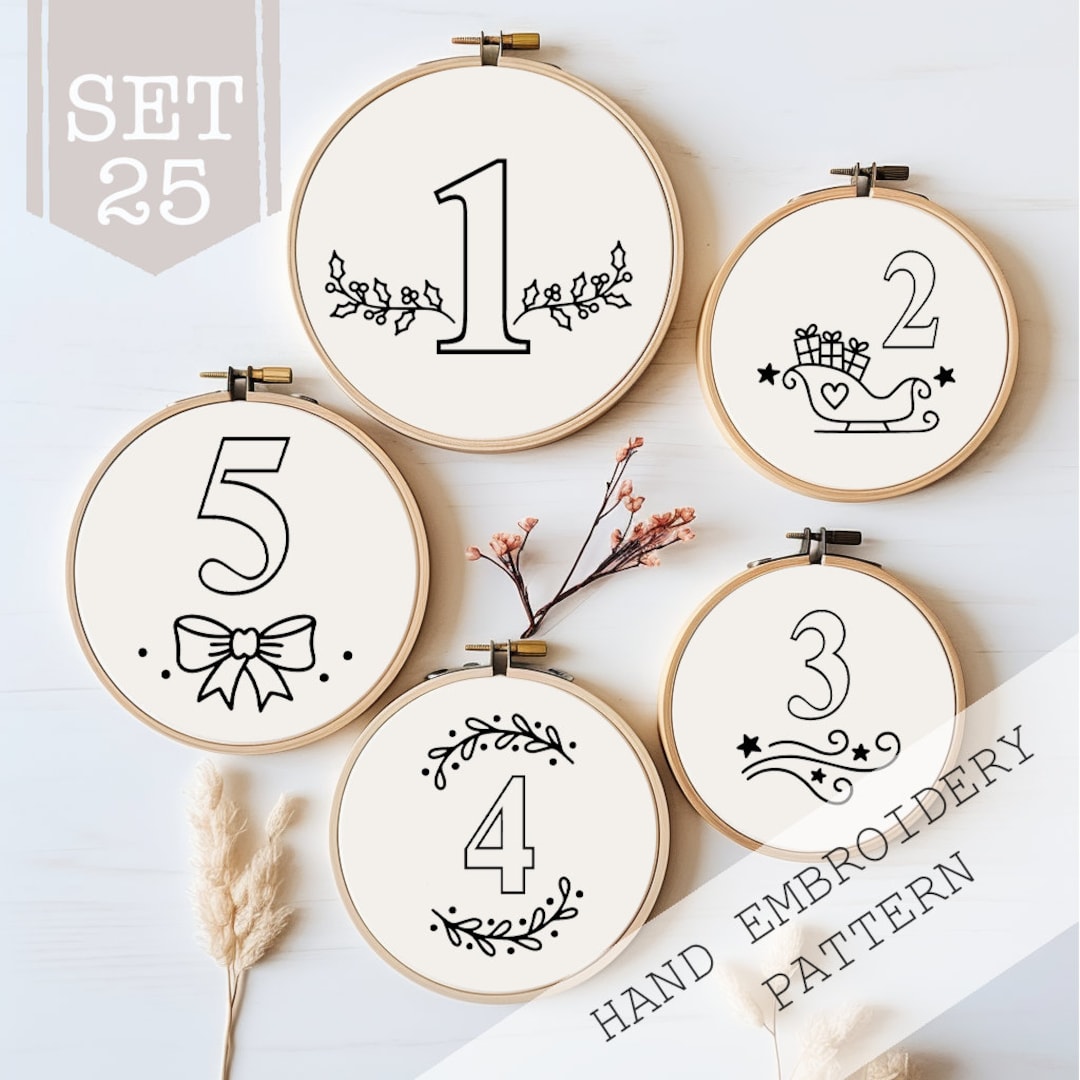 Advent Calendar Hand Embroidery Pattern, Stitch-a-day DIY Christmas ...