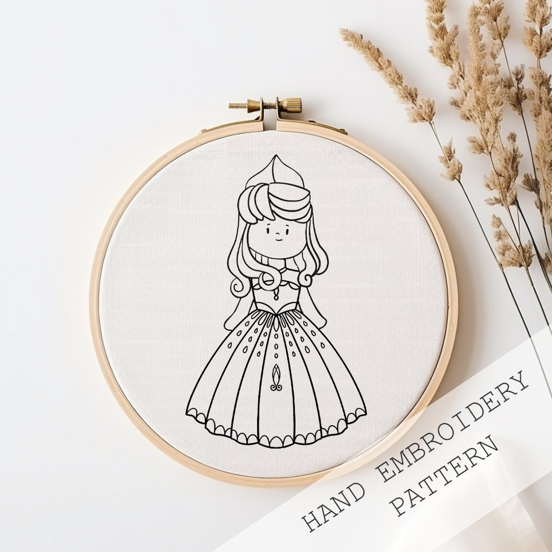 Princess Embroidery Design, Hand Embroidery Design, Princess Embroidery ...