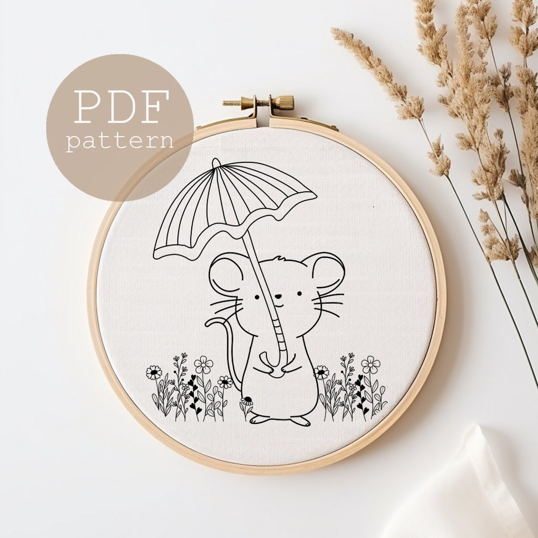 Tiny Mouse Miniature Embroidery Pattern, Thread Painting Pattern ...