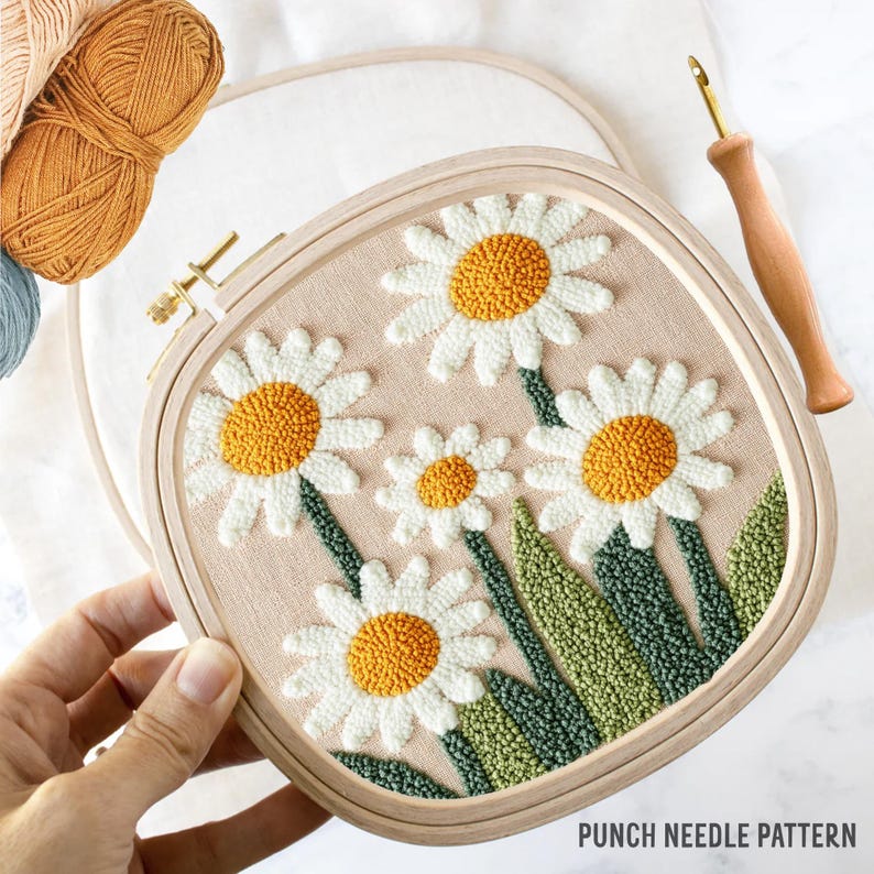 Floral Punch Needle Pattern: Daisy Bouquet (PDF Pattern) - Etsy