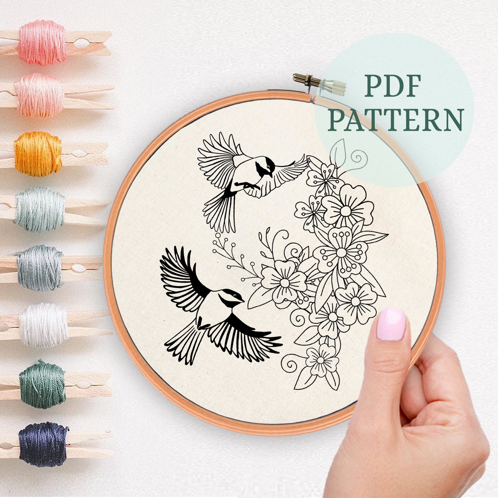 Bird Embroidery Pattern Hand Embroidery Pattern in PDF Robin - Etsy