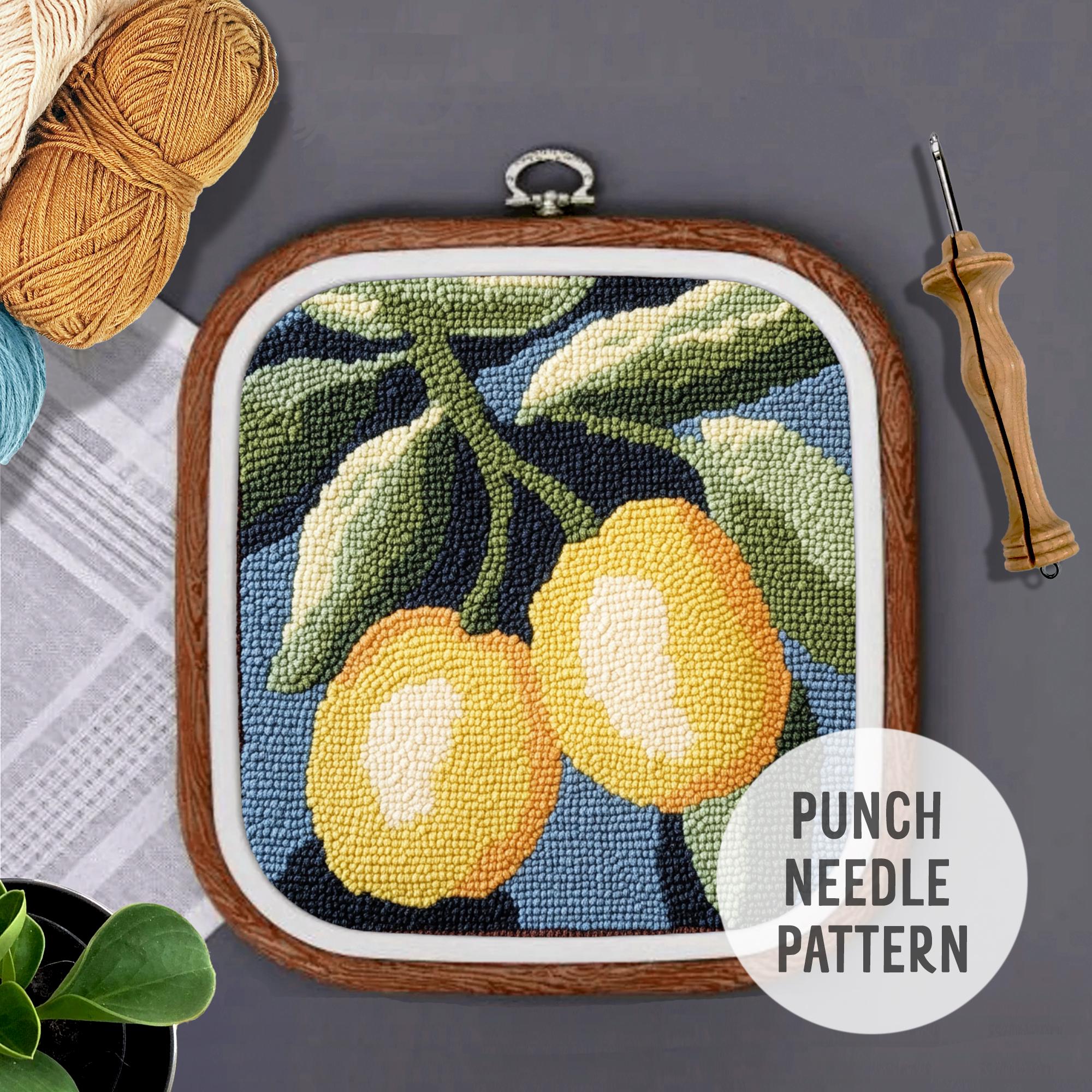 Lemon Punch Needle Pattern: DIY Kitchen Decor, Beginner Craft (PDF ...