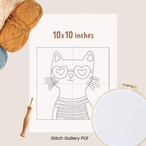 Modern Punch Needle Pattern,cat Punch Needle Pattern, Cat Lovers Gift ...