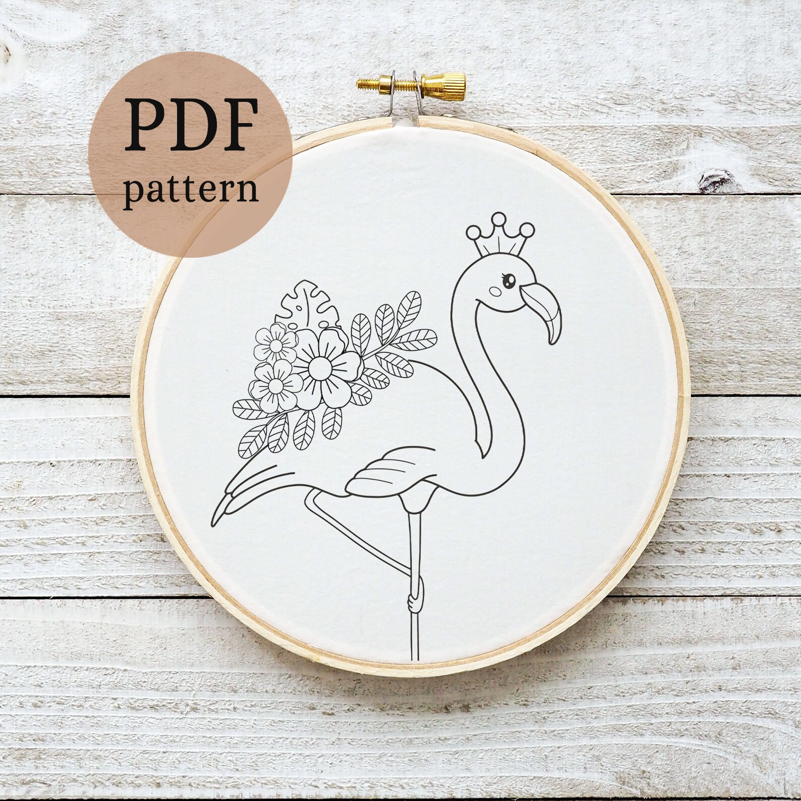 PDF Pattern, Floral Flamingo, Hand Embroidery Pattern, Embroidery ...