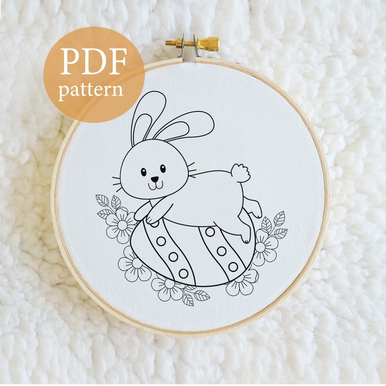 Floral Bunny Hand Embroidery Pattern Easter Bunny Embroidery - Etsy