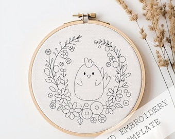 Chicken Hand Embroidery Pattern, Chicken Pattern, Farm Life Pattern ...