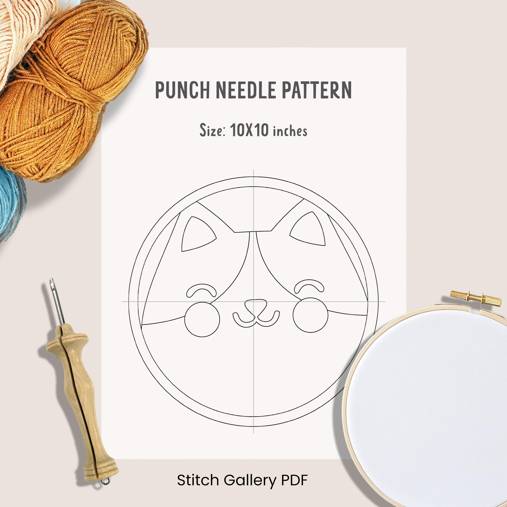 Cat Punch Needle Coaster Pattern: DIY Animal Embroidery (PDF Download ...