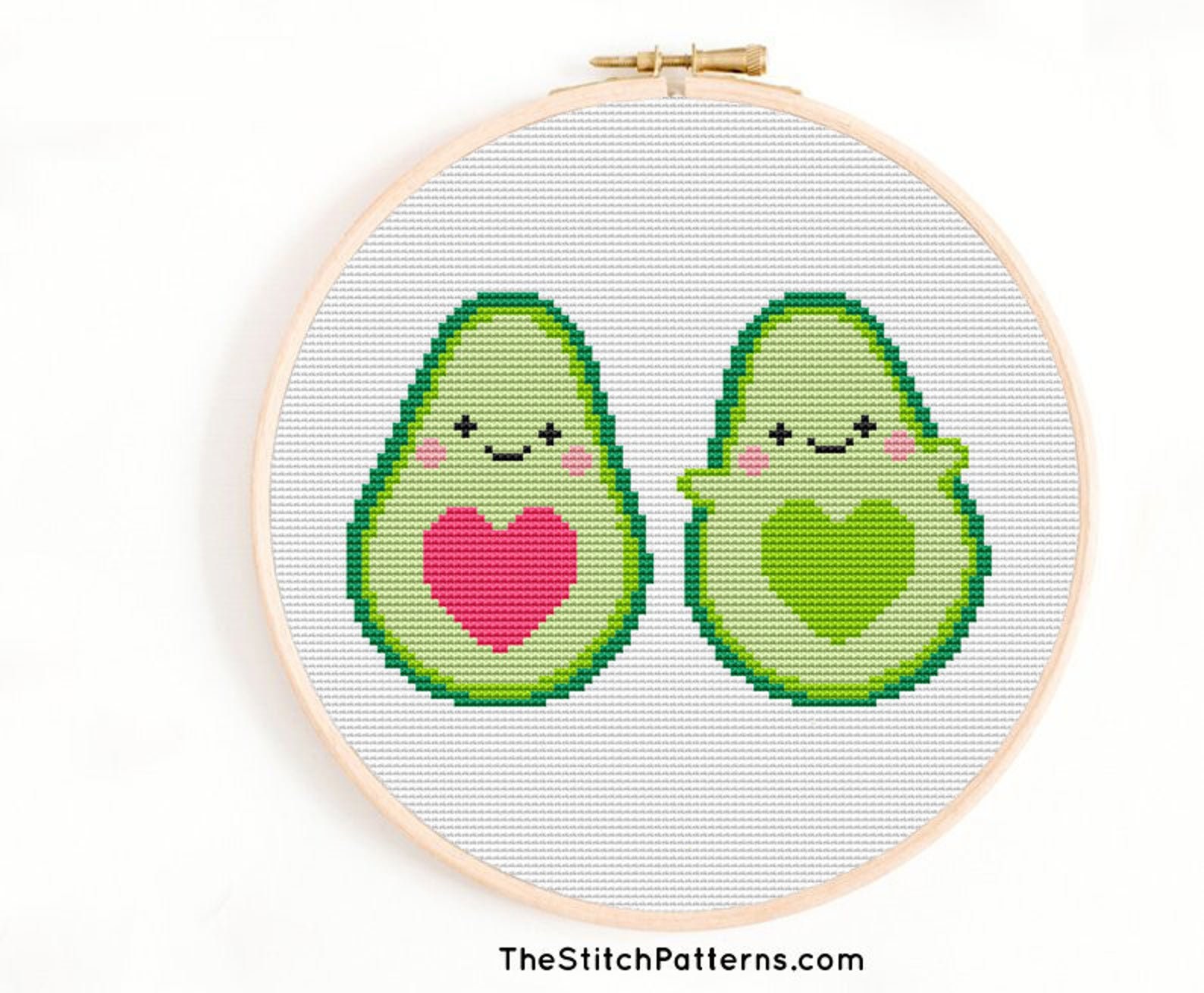 Avocado Pattern Pdf, Love Cross Stitch Pattern, Avocado Wall Decor ...