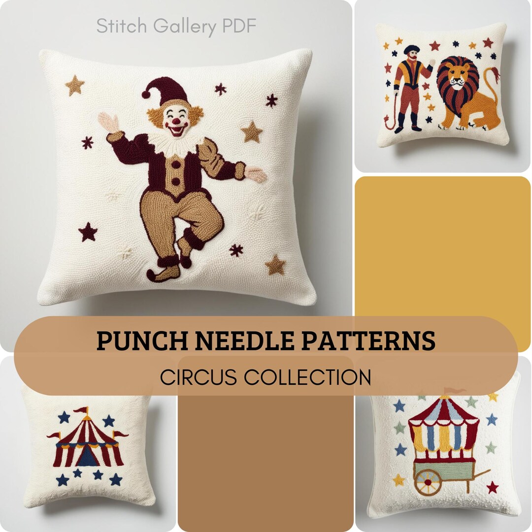 Circus Punch Needle Patterns: DIY Home Decor, Play Room Decor (PDF ...