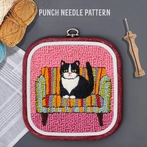Cat Pile Punch Needle Pattern: Modern DIY Embroidery (PDF Pattern) - Etsy