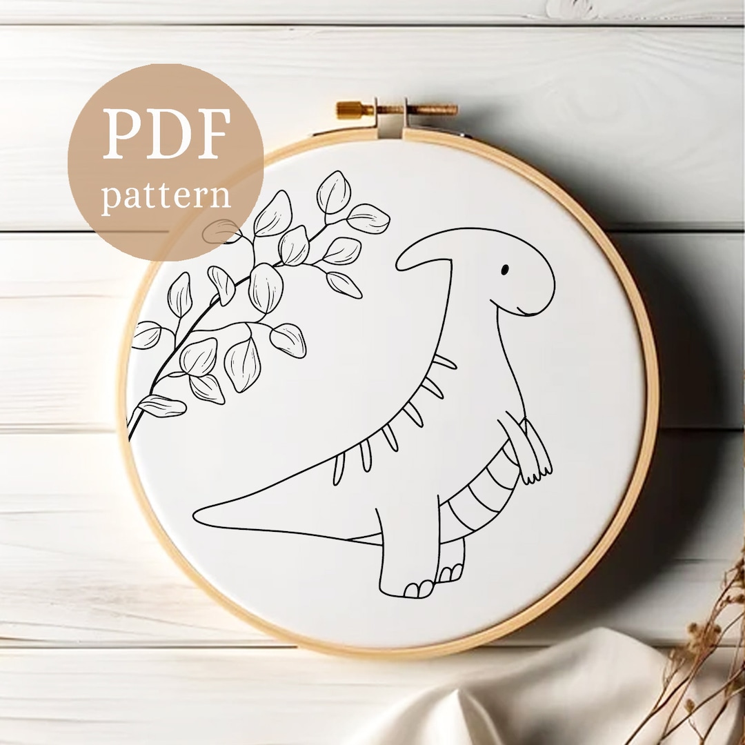 Dinosaurs Hand Embroidery Pattern, Dinosaur Embroidery Template, Kids ...