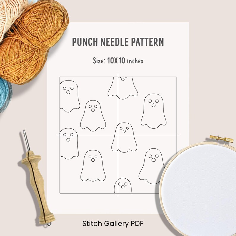 Ghost Punch Needle Pillow Pattern: Halloween Spooky Cushion (PDF ...