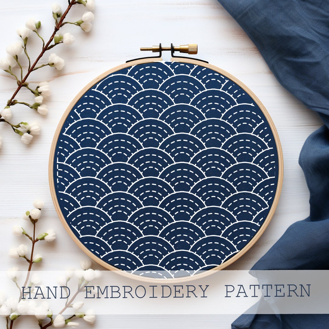 Indigo Sashiko Pattern: Japanese Embroidery Template (digital Download ...