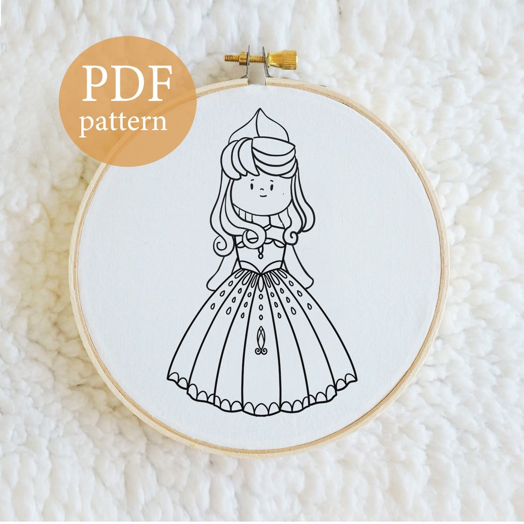 Princess Embroidery Design Hand Embroidery Design Princess - Etsy