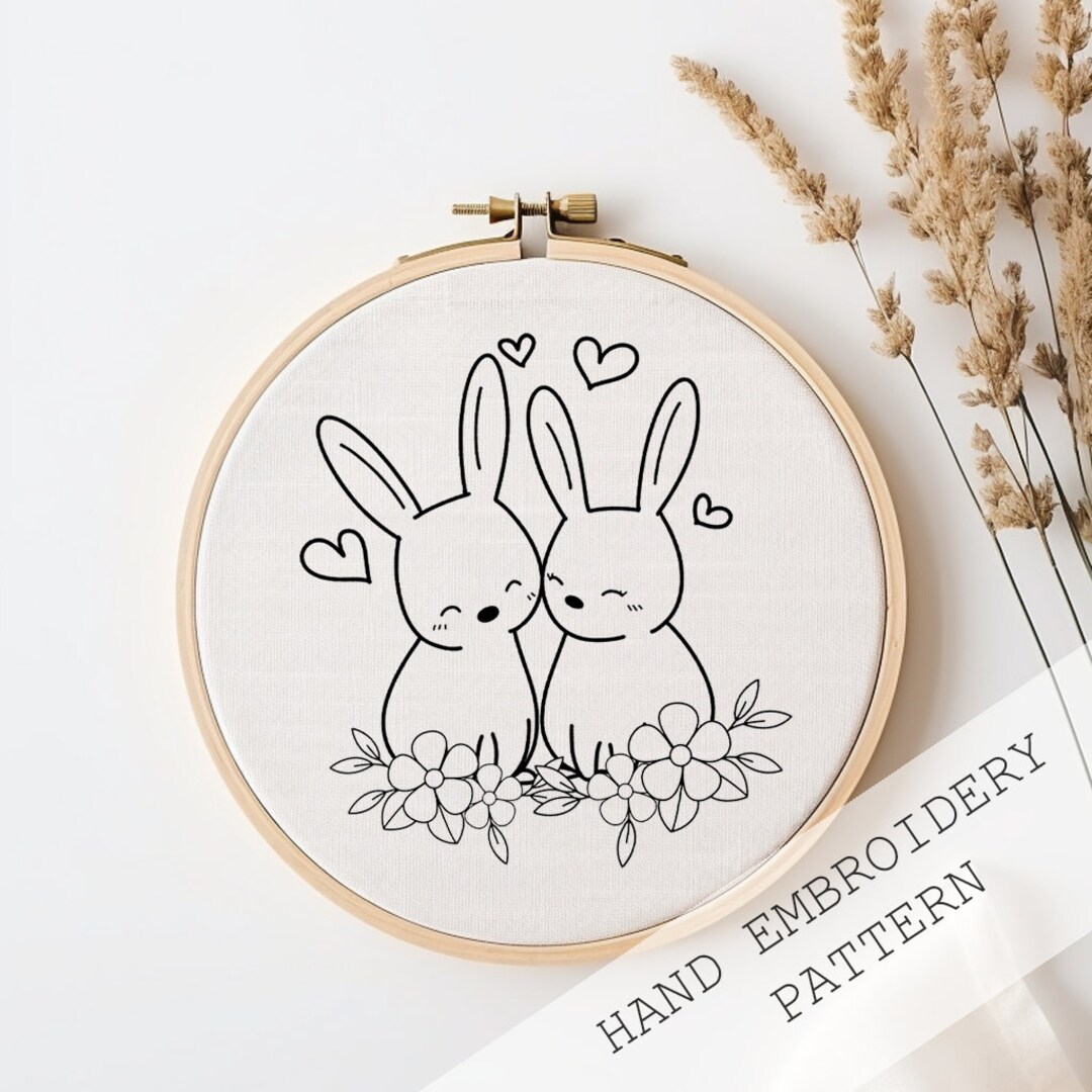Bunny Embroidery, Rabbit Stitch, Cute Needlework, Hand Stitched Bunny ...