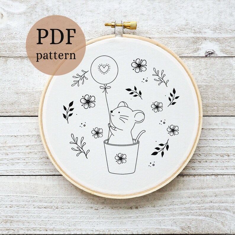 PDF Embroidery Pattern of Mouse Spring Embroidery Design - Etsy