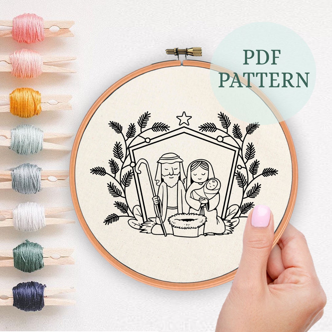 Nativity Scene Embroidery Christmas Nativity Embroidery - Etsy