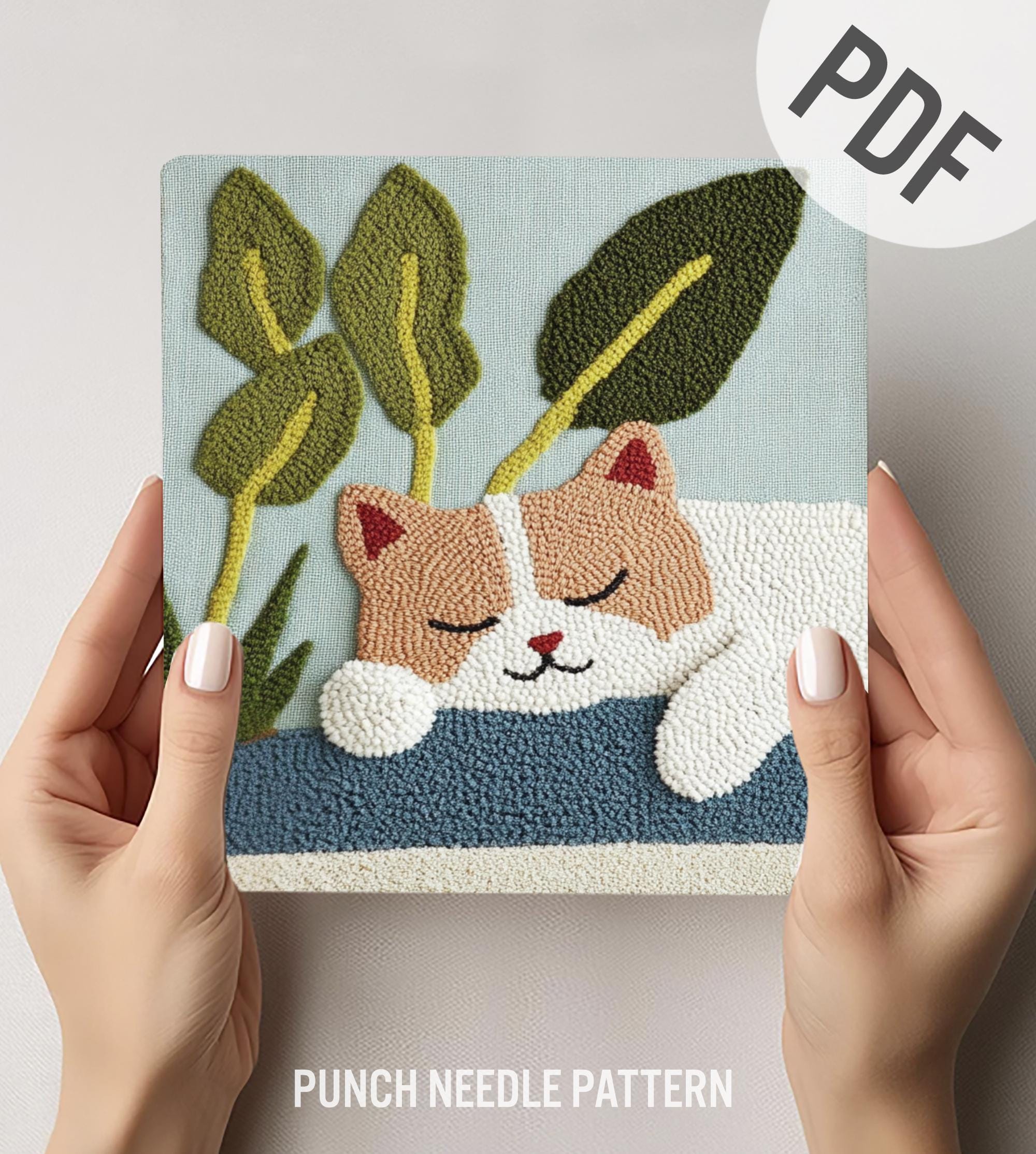 Sleeping Cat Punch Needle Pattern: DIY Home Decor, Cats Lover Gift (PDF ...
