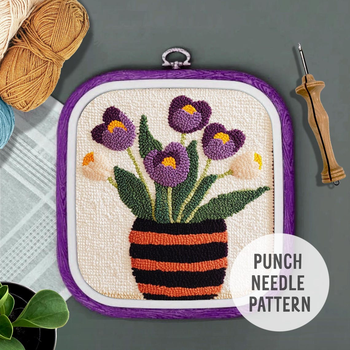 Floral Vase Punch Needle Pattern: Beginner DIY Home Decor (PDF) - Etsy